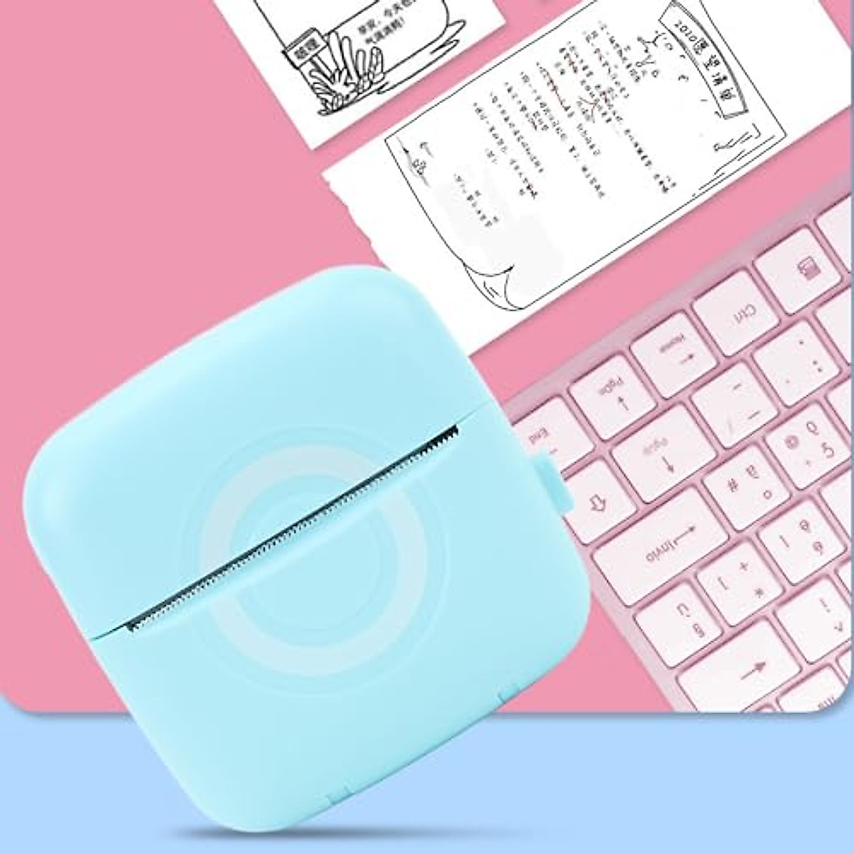 GOWENIC Pocket Printer, Inkless Portable Thermal Printer, BT Cordless Label Printer with APP for Notes Journal Memo Photo Study for Students (Sky Blue)