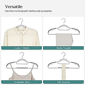 SONGMICS 30-Pack Hangers and Set of 4 Pants Hangers Bundle, Non-Slip Hangers for Closet Organization, 5-Tier Hangers, Open-Ended, for Shirts, Suits, Light and Dark Gray, Black UCRP20G30 and UCRI034B02
