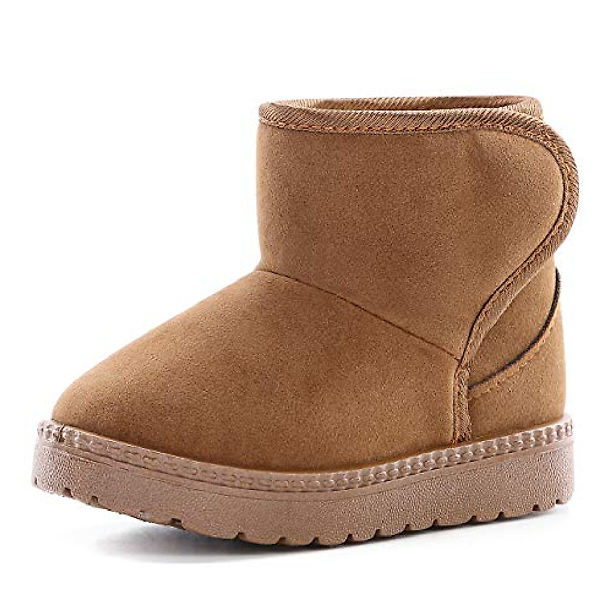 KDHAO Girls Boys Warm Winter Boots Kids Outdoor Snow Boots(8.5 M US Toddler, Brown(New))