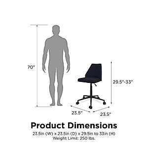 Novogratz Brittany Office Chair with Casters, Blue Linen