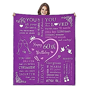 Kmayro 60-Year-Old Birthday Decoration for Her, Mom, Wife, 60th Birthday Gifts for Women 50" X 60" Blanket, Happy 60th Birthday Gifts for Women, Funny 60th Birthday Gift Ideas Perfect Throw Blankets