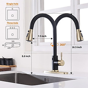 Touchless Kitchen Faucet with Pull Down Sprayer, Motion Sensor Kitchen Faucet with Kitchen Soap Dispenser, Single Handle High Arc Pull Out Faucet for Kitchen Sink RV Kitchen,Black and Polished Chrome