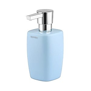 QTBH Soap Dispenser Matte Ceramic Soap Dispenser Home Bathroom Kitchen Office Shampoo Dishwashing Liquid Cosmetic Lotion Bottle 370ml/13oz Soap Pump (Color : Blue)