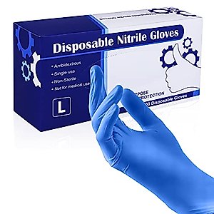 Membrane Solutions Nitrile Gloves Large 100 Count, Disposable Exam Gloves, Blue, Powder/Latex Free, Non-Sterile, 4 Mil Lightly Textured, Home (1 Box)