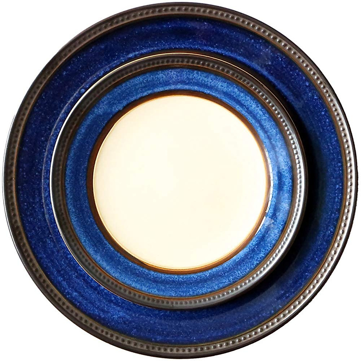 Ceramics Dinnerware Sets, Plates, Bowls and Mugs | 8 Pieces Kiln Glaze Dinner Sets - Indigo Porcelain Combination Set for Restaurant Family Party Christmas