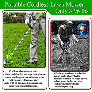 Weed Wacker Electric Weed Eater Battery Weed Wacker Operated Lawn Trimmer with 2 x 24V 2Ah Battery Powered & Charger, Lightweight No String Trimmer/Grass Trimmer/Edger/Brush Cutter for Garden Yard