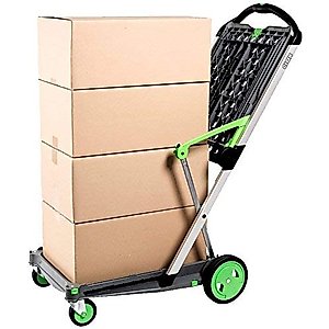 CLAX® The Original | Made in Germany | Multi Use Functional Collapsible Carts | Mobile Folding Trolley | Storage Cart Wagon | Shopping Cart with 2 Storage Crates (Green)