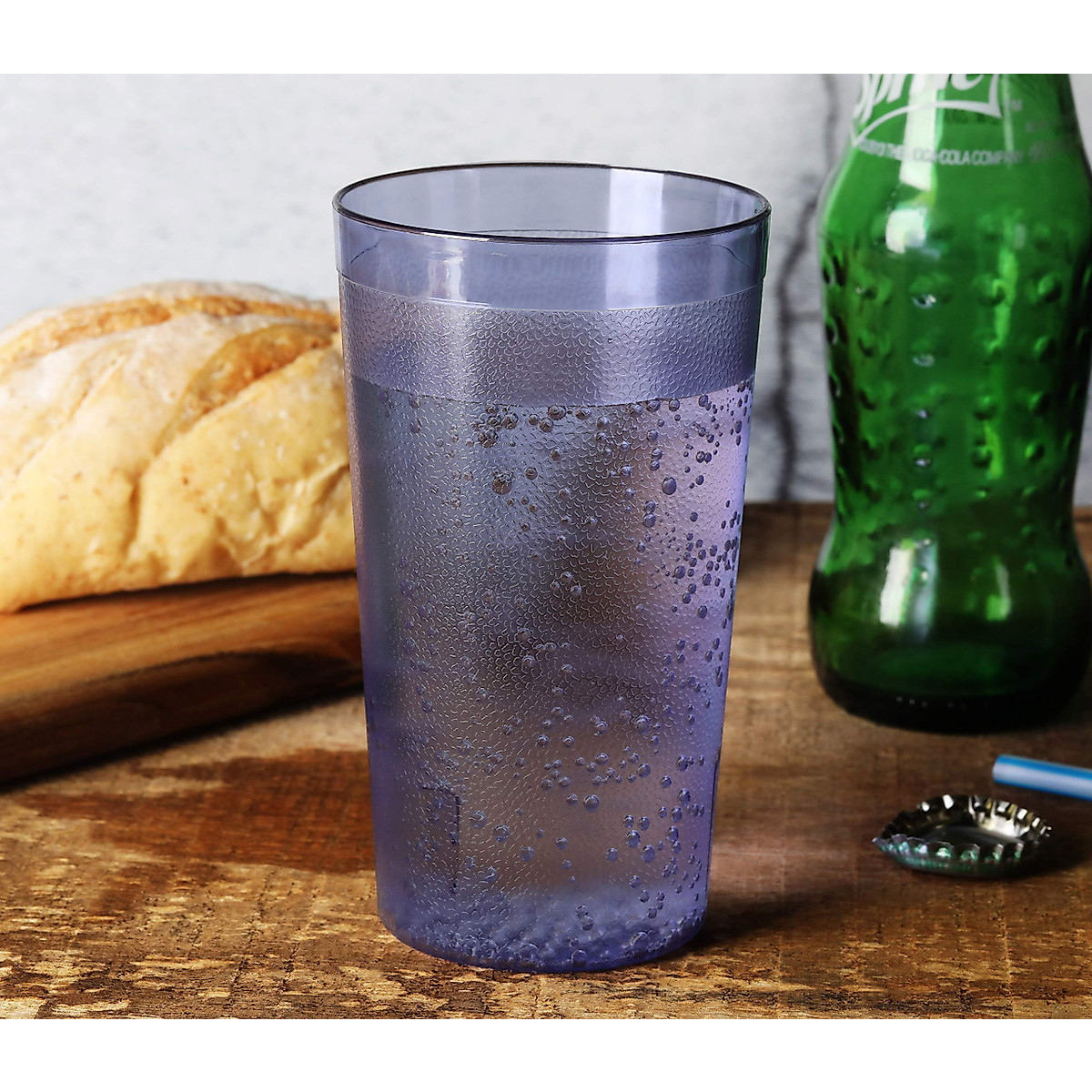 New Star Foodservice 46281 Tumbler Beverage Cup, Stackable Cups, Break-Resistant Commercial SAN Plastic, 12 oz, Blue, Set of 12