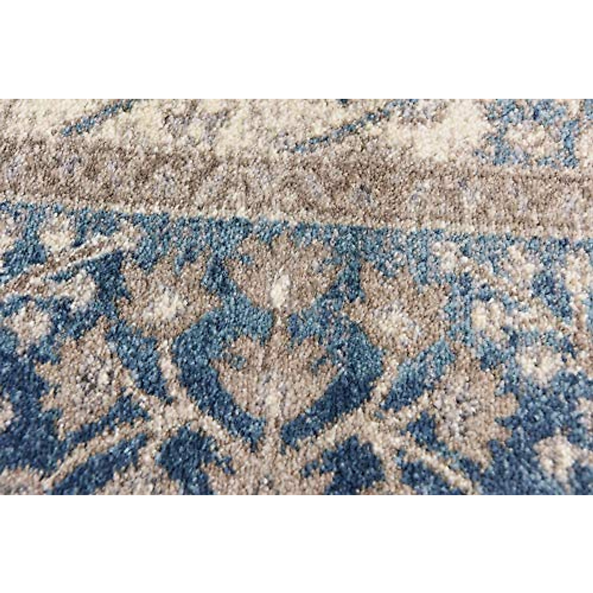 Unique Loom Salzburg Collection Area Rug - Gneis (5' Square, Cream/ Light Blue)