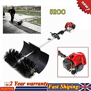 52CC Gas Power Sweeper Sweeping Machine Handheld Walk Behind Broom Sweeper Nylon Brush Dirt Snow Sweeper Cleaner Walkway Sweeping Broom Cleaning Machine (2 Stroke,2.3HP, 1700W)