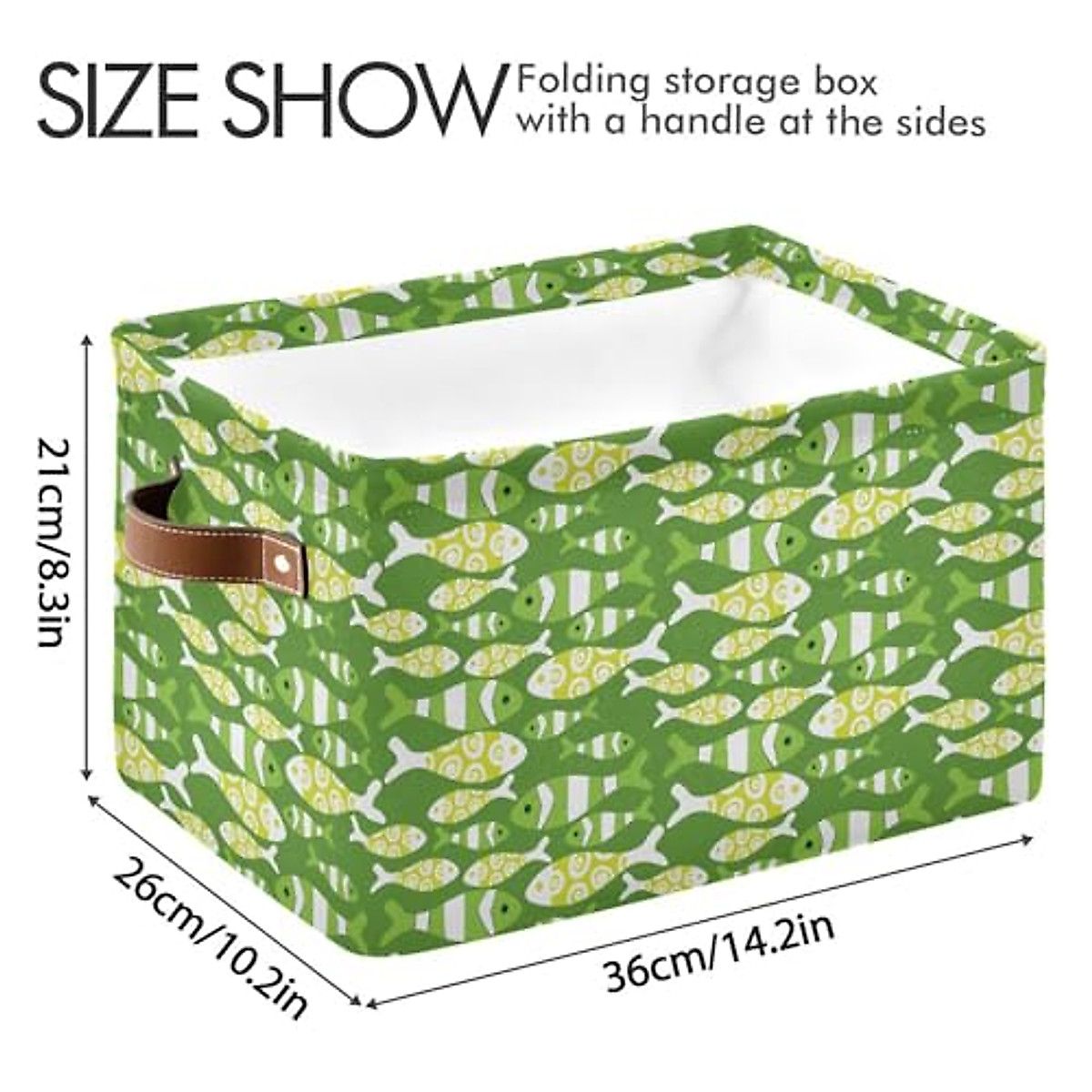 Retro Fishes Storage Basket Bins Foldable Laundry Hamper Toy Storage Bins Box Organizer for Playroom Living Bed Room Office Clothes Nursery,1 pcs