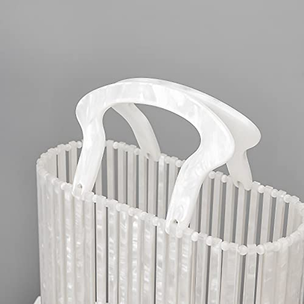 sorozien Women Acrylic Handbag Clutch Beach Bag Handmade Tote Ark Bag Top Handle Bags Fashion Party Clutch Purse (Pearlescent White)