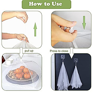 7 Pack Food Covers for Outside, Mesh Food Cover pop-up food tent, 1 Large (40"X24") & 6 Standard (17"X17") Plate Serving Tents, Collapsible Fine Net Screen Umbrella for Outdoor, Picnics, BBQ, Parties