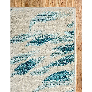 Unique Loom Positano Collection Coastal Modern Bright Colors Fish Beige Area Rug (5' x 8')