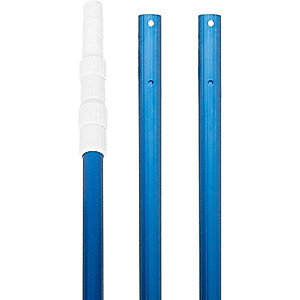 POOLWHALE Professional 12 Foot Blue Anodized Aluminum Telescopic Swimming Pool Pole,Adjustable 3 Piece Expandable Step-Up,for Skimmer Nets, Vacuum Heads and Brushes, Strong Grip & Lock