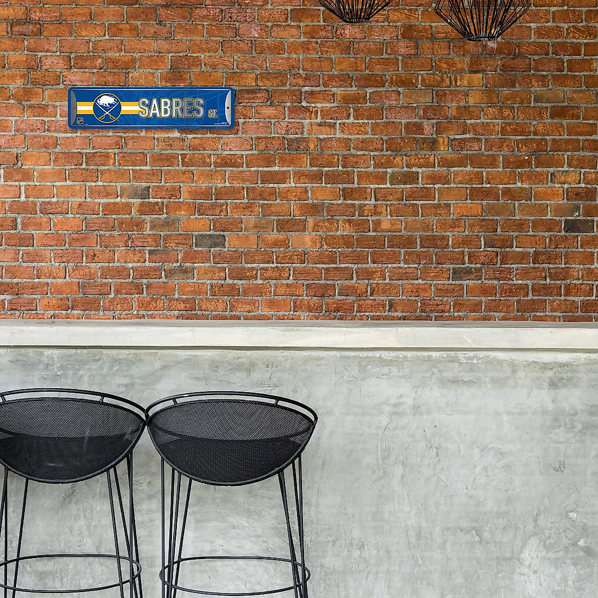 Rico Industries NHL Hockey Buffalo Sabres Metal Street Sign 4" x 15" Home Décor - Bedroom - Office - Man Cave,Silver