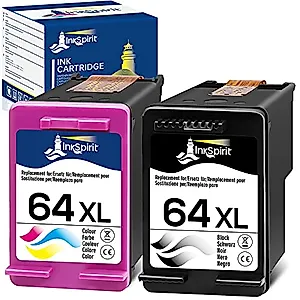 InkSpirit Remanufactured 64 Ink Cartridge Black Color Combo Pack, Replacement for HP 64XL for Envy Photo 7800 7858 7155 7855 6255 7100 6252 7158 7164 6222 7120 7130 Tango X Smart Home Wireless