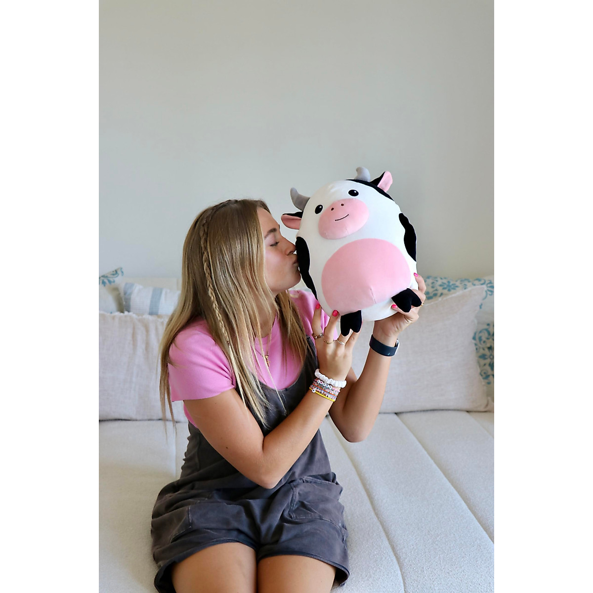 Snuggaboos Daisy The Cow Squish: 13-Inch Original Super Soft Plush Pillow Toy – Adorable and Cuddly Cow Stuffed Animal Plushie for All Ages for Kids and Adults