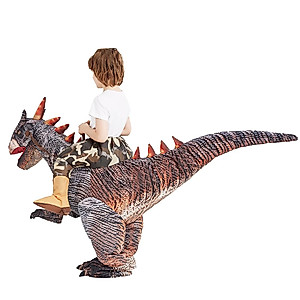 GOOSH Inflatable Dinosaur Costume Riding Stegosaurus for Kids Halloween Costumes Boys Girls 48IN Funny Blow up Costume for Halloween Party Cosplay(4-6 Yrs)