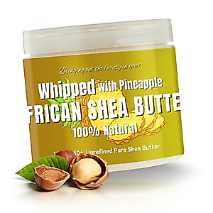 RA COSMETICS Whipped Shea Butter Pineapple - 12oz | 100% Pure & Natural African Shea Butter for Men & Women - Ultimate Handcrafted Moisturizer with Essential Vitamins for Radiant Skin & Luscious Hair