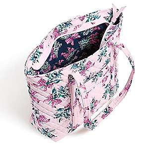 Vera Bradley Women's Cotton Small Vera Tote Bag, Happiness Returns Pink - Recycled Cotton, One Size