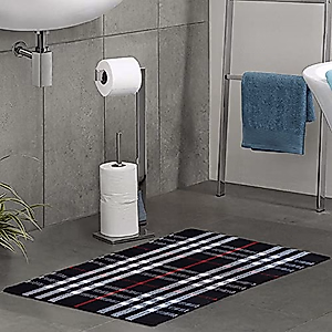 CHARDIN HOME Black & White Plaid Farmhouse Throw Rug | 21x34 Recycled Cotton Area Rug Perfect for Bathroom Kitchen Doormat entryway and More | Machine Washable, Reversible