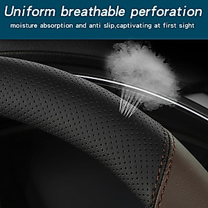 Steering Wheel Cover, Universal 15 inch, Microfiber Leather, Anti-Slip Car Steering Wheel Cover Steering Wheels Accessories for Men Women,Fit Vehicles, Sedans, SUVS, Vans, Trucks,Brown