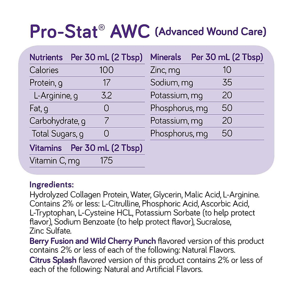 Pro-Stat Advanced Wound Care (AWC), Concentrated Liquid Protein Medical Food - Wild Cherry Punch Flavor, 30 Fl Oz bottle
