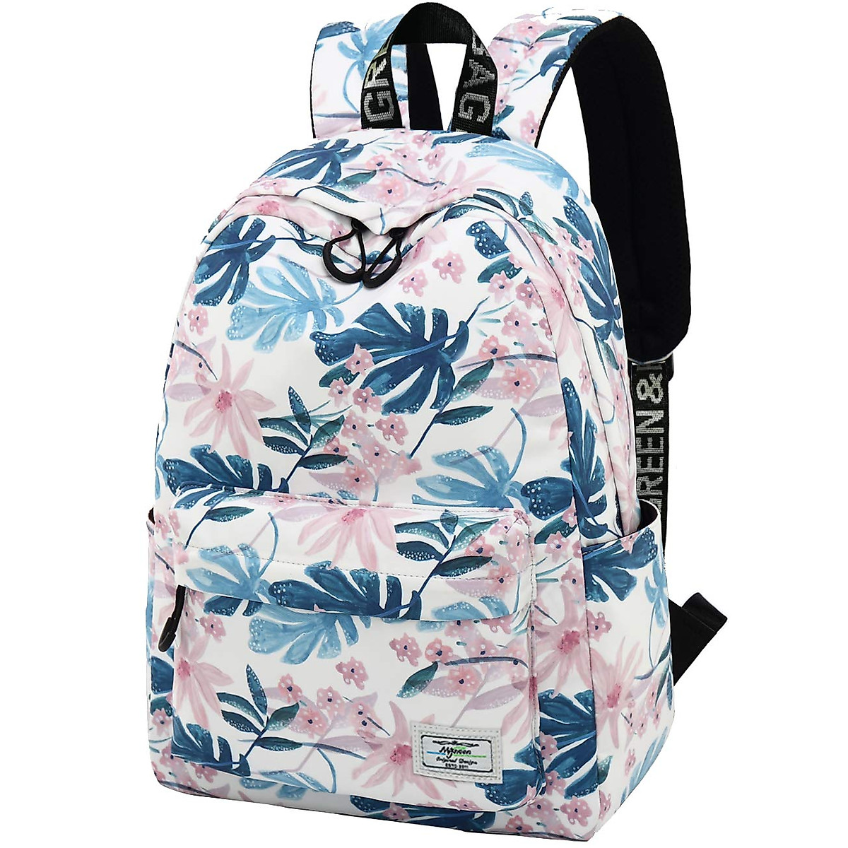 Mairle Lightweight School Bag Travel Backpack with Laptop Compartment For Teen Girls , Flowers and Leaves