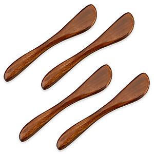Hariendny 4Pcs Wooden Butter Knife 6 Inch Jelly Cheese Spreaders Sandwich Spreaders Condiment Knive Wooden Mini Spatulas for Kitchen