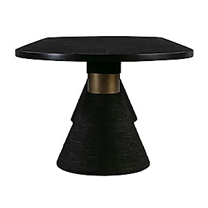TOV Furniture Rishi 30" H Oval Rope Modern Acacia Wood Dining Table in Black