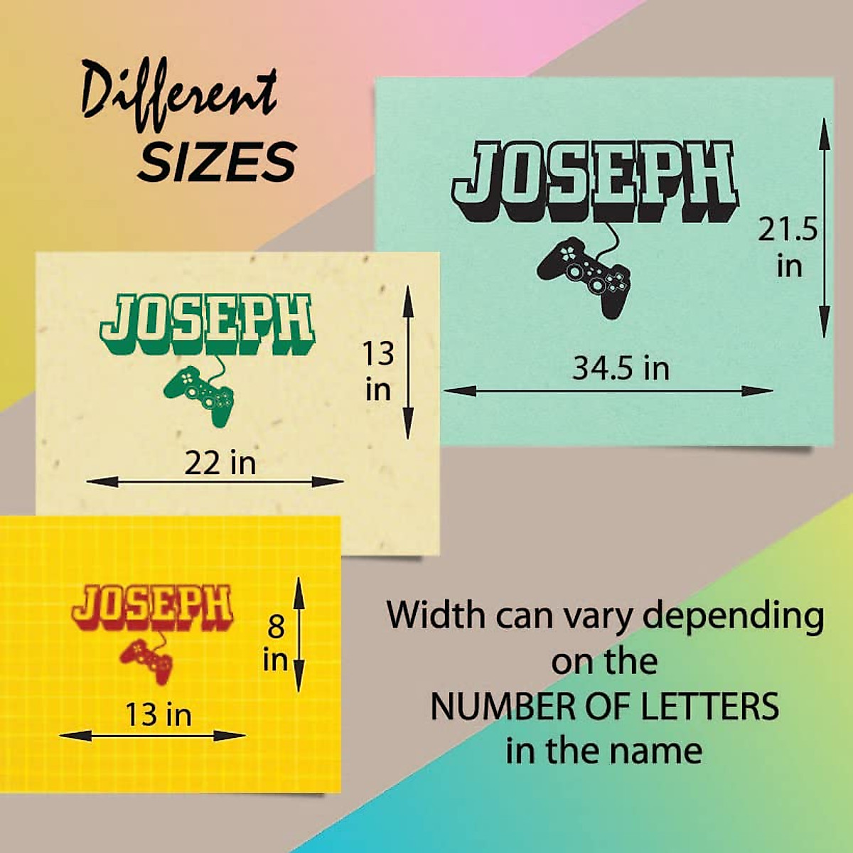 In-Style Decals Wall Vinyl Decal Home Decor Art Sticker 3D Personalized Name Boy Girl Gamer Controller Video Game Studio Teen Nursery Play Room Removable Stylish Mural Unique Design 2443