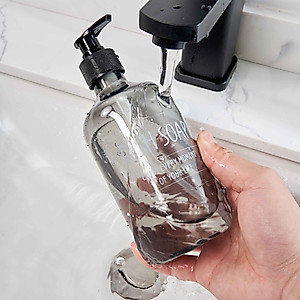 Plastic Refillable Shampoo Conditioner & Body Wash Pump Bottle Dispensers with Plastic Pumps, 16oz 3-Pack Shower Bottles with 6 Waterproof Label Stickers, Reusable Hand Soap Dish Soap Containers