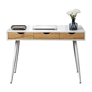 sogesfurniture Writing Computer Desk Modern with 3 Drawers, Makeup Vanity Table, Writing Study Desk for Home Office, Dressing Table