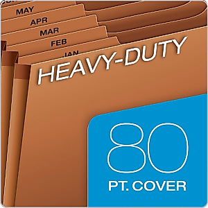 Globe Weis /Pendaflex Heavy Duty Expanding File with Flap, 12 Monthly Pockets, 1/3 Cut Tabs, Brown, Letter Size (R117MLHD)