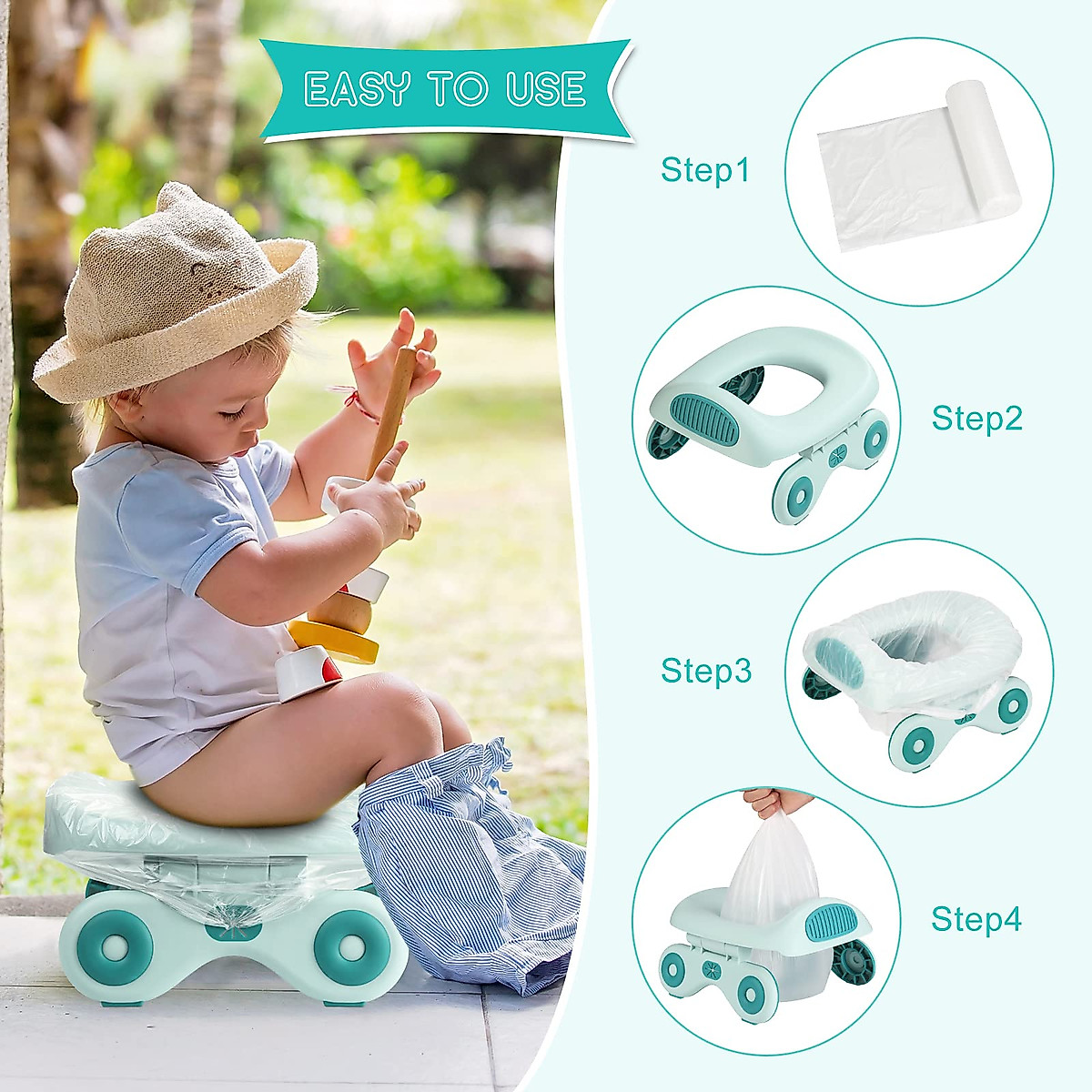 Potty Bags for Portable Toilet 80 Pack Universal Potty Chair Liners Potty Liners Disposable Trash Bags Cleaning Bags for Kids Toddlers Pets Outdoors…