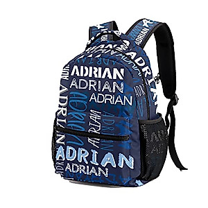 ZAACUSTOM Personalized School Backpack with Name Text, Stylish Custom Bookbag for Kids Boys Girls, Waterproof Elementary Customize Book Bag with Adjustable Shoulder Straps, 1 Pack