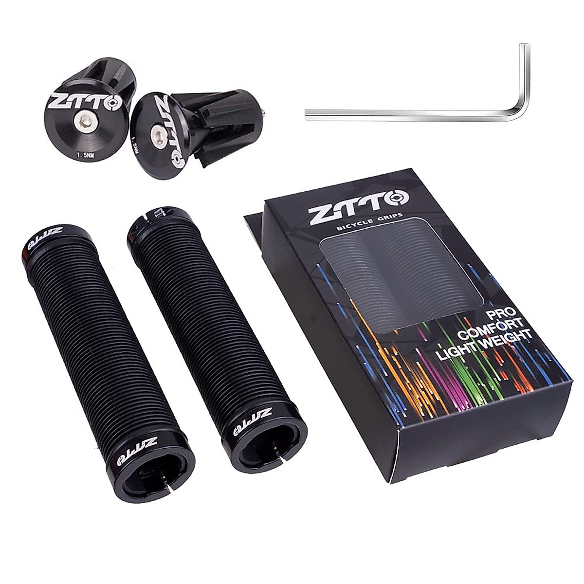 ZTTO Bike Handlebar Grips, Double Lock Bicycle Handle Bar Soft Non-Slip Rubber Hand Grip Comfortable Ergonomic for BMX, Mountain Bike, Beach Bike, Scooter, Folding Bike