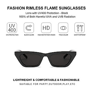 BOJOD 2Pack Small Square Cat Eye Sunglasses for Women Trendy Retro Skinny Cool 90s Sunglasses Black+Tortoise