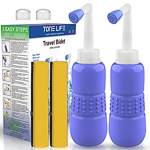2PCS-PACK Portable Bidet for Toilet - 450ml Travel Bidet - 15oz Handheld Personal Bidet Empty Bottle - Childbirth Cleaner -For Outdoor,Camping,Travling,Driver,Personal Hygiene -with Storage Bag