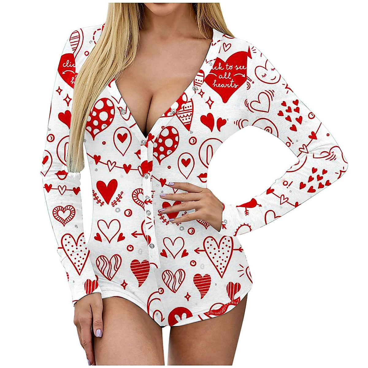 Lingerie for Women's Valentines Onesie Pajamas One Piece Bodysuit Bodycon Romper Teddy Jumpsuit Backless Babydoll, Multicolor, Large