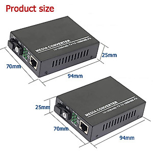 XMSJSIY Fiber Ethernet Media Converter, Single-Mode 10/100Base-TX to 100Base-FX, RJ45 to SC, Fiber Transceiver Up to 25KM (1 Pair)