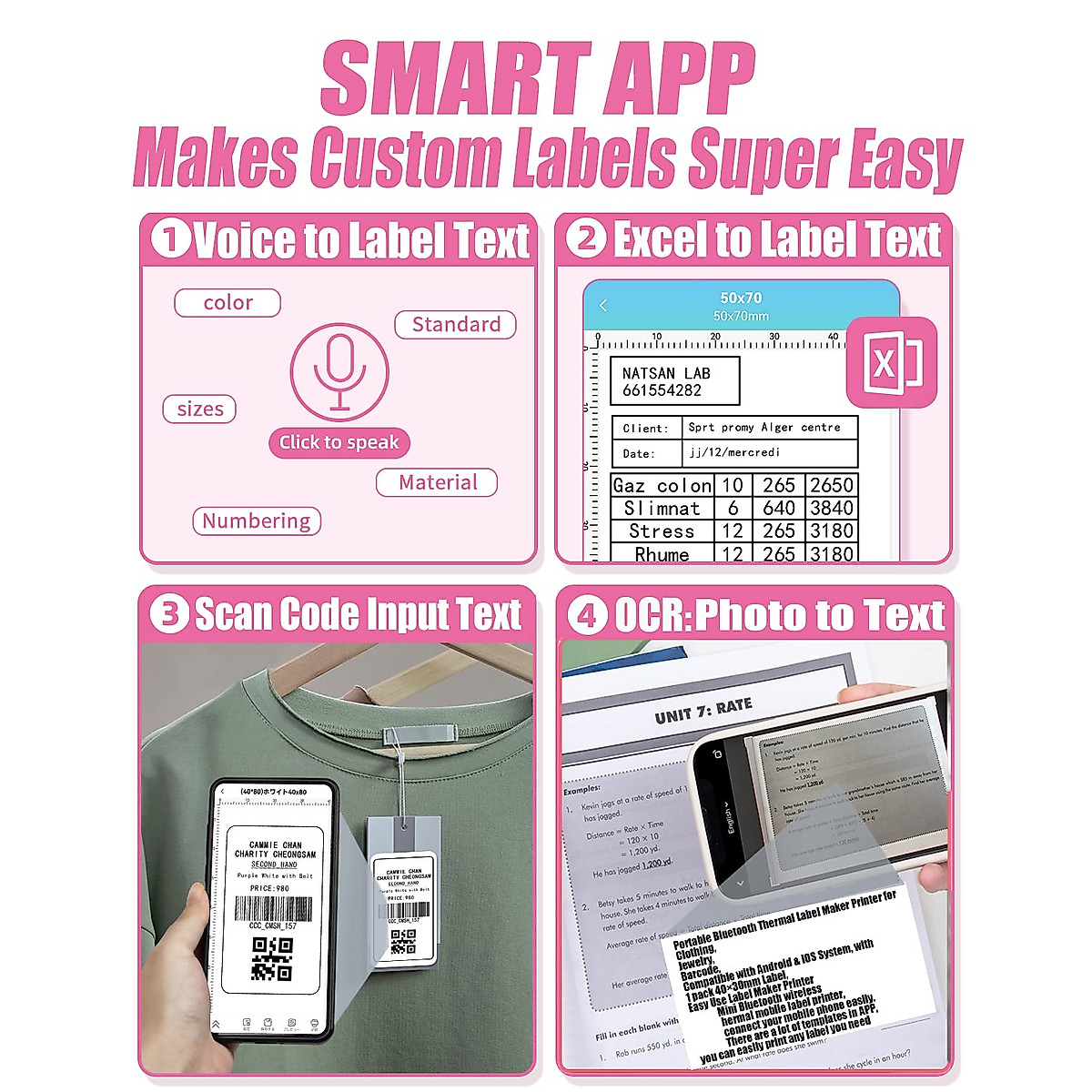 Memoking Label Makers Machine with Tape for Home & Office Organization and Storage - 3" Wireless Label Printer for Office Supplies Labels - Mini Sticker Maker - M200 Bluetooth Label Maker for Phone&PC