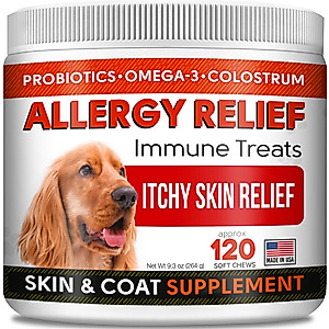 Glucosamine Treats + Allergy Relief Dog Bundle - Joint Supplement w/Omega-3 Fish Oil + Itchy Skin Relief - Chondroitin, MSM + Pumpkin, Enzymes, Turmeric - Skin & Coat - Bacon Flavor + Vegetable Chews