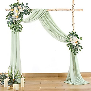 PARTISKY Wedding Arch Draping Fabric,1 Panel 18FT Sage Green Wedding Arch Drapes Chiffon Fabric Drapery Wedding Arch Decorations for Ceremony Reception Party Ceiling Backdrop