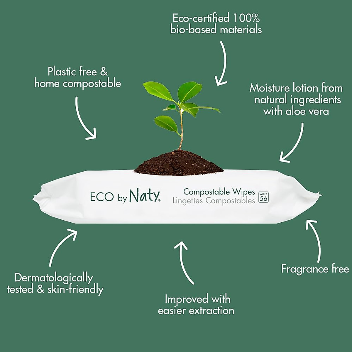 Eco by Naty Aloe Vera Baby Wipes – Plant Based Wipes, Compostable Baby and Newborn Hypoallergenic Wipes, Great for Baby Sensitive Skin (672 Count - 12 packs of 56)