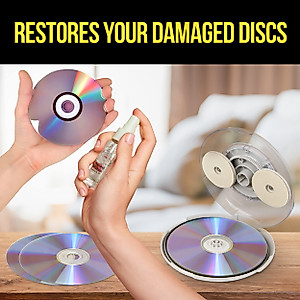 DVD CD Repair Kit with Cleaning Solution Included - Hand Powered CD DVD Cleaner and Scratch Remover Cleans and Polishes Discs with Minor Damage