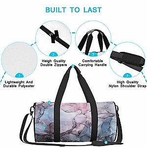 AOYEGO Marble Sports Duffle Bag Modern Fluid Alcohol Ink Colors Translucent Mixing Acrylic Paints Men Women Weekender Bag For Traveling Tote Gym Bag Shoulder Overnight Bag Blush Blue