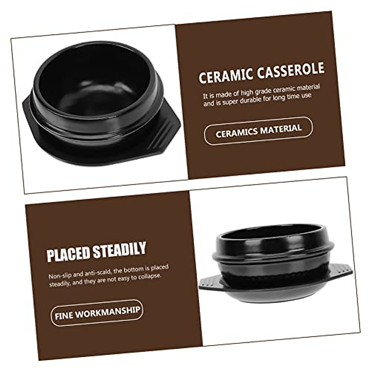 UPKOCH 1 Set Stone Pot for Bibimbap Stew Pots with Lids Stainless Steel Sauce Pan with Lid Soup Bowls with Lids Korean Hot Pot Ramen Cooker Casserole Dish with Lid Ceramic Pot with Tray