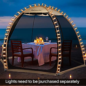 EighteenTek Halloween Decoration Screen House Room Pop Up Gazebo Outdoor Camping Canopy Tent Sun Shade Shelter Mesh Walls Not Waterproof 10’x10’ Beige